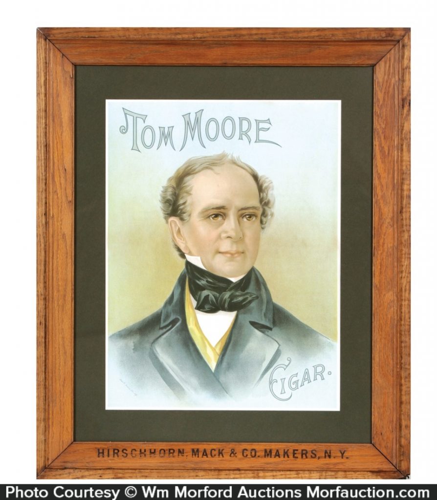 Tom Moore Cigars Sign • Antique Advertising