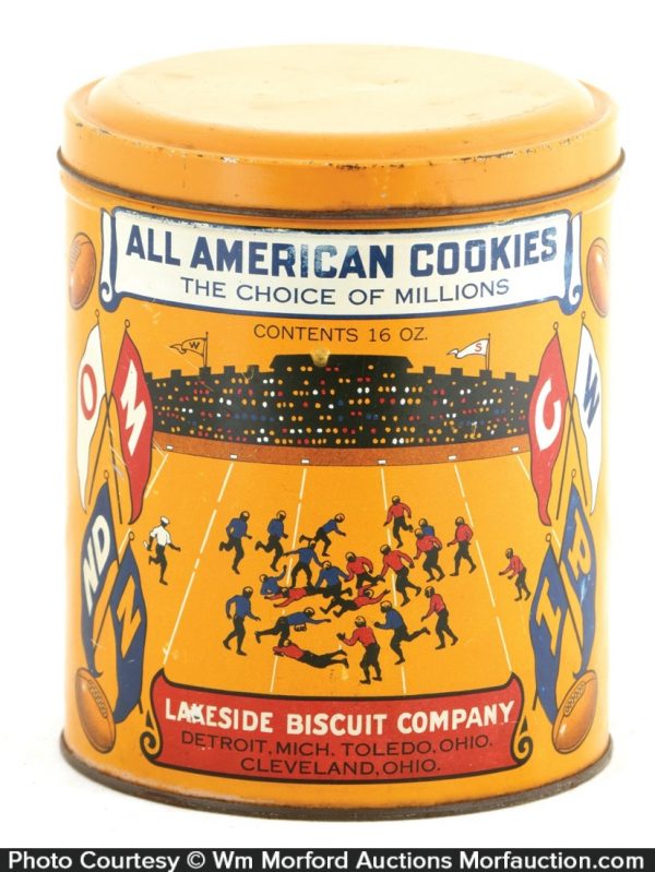 All American Cookies Tin • Antique Advertising