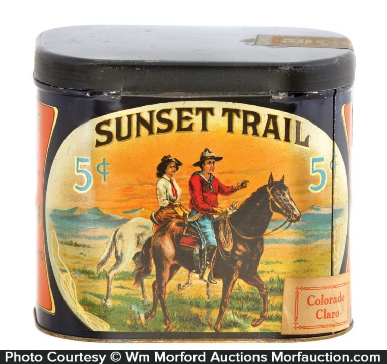 Sunset Trail Cigar Tin • Antique Advertising