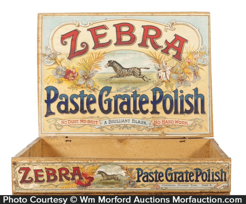 Zebra Paste Grate Polish Box • Antique Advertising