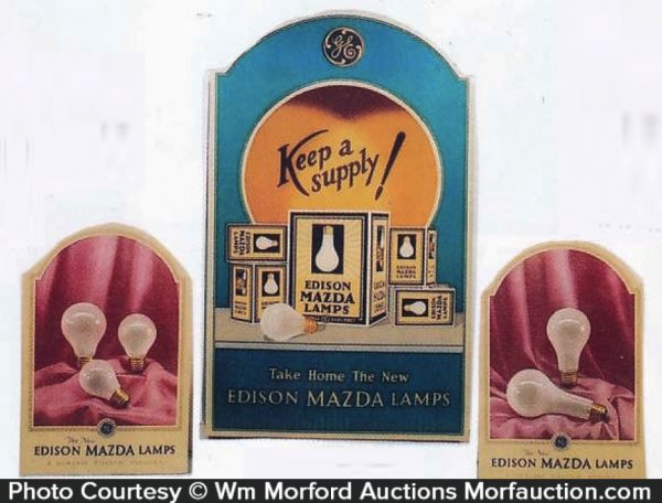 Edison Mazda Lamps Window Display • Antique Advertising