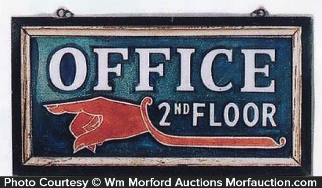 Office Pointing Sign • Antique Advertising