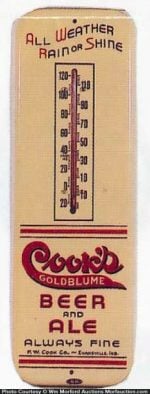 Cook's Goldblume Beer Thermometer • Antique Advertising