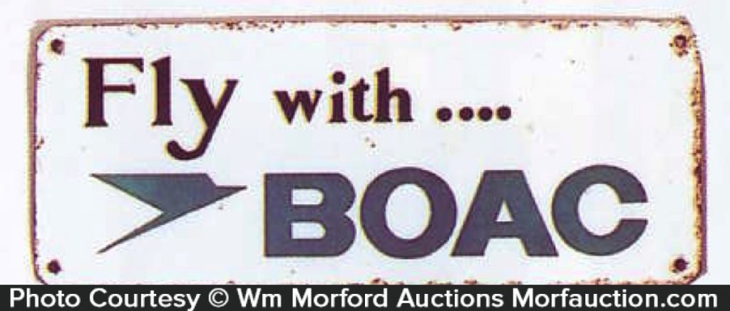 Fly With Boac Airline Sign • Antique Advertising