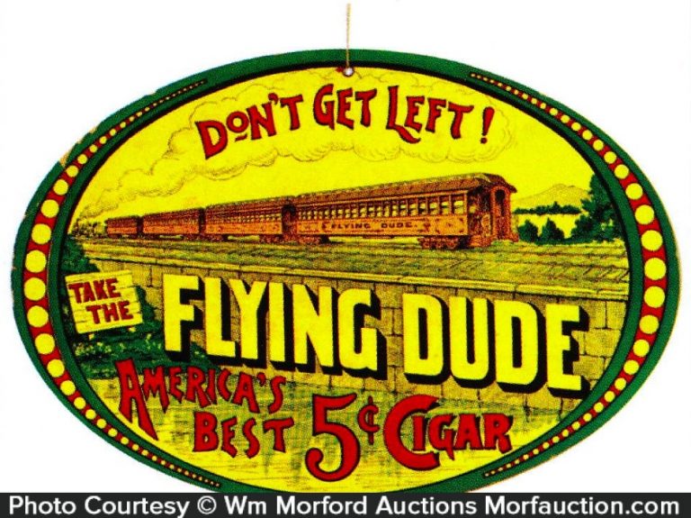 Flying Dude Cigars Sign • Antique Advertising