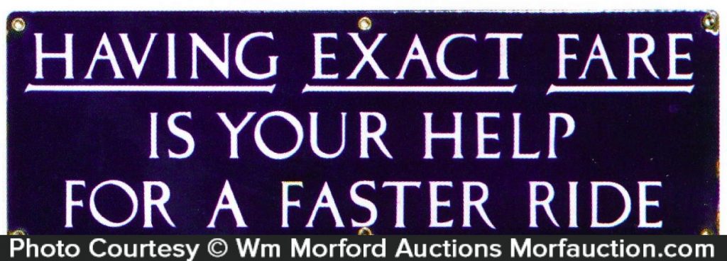 Exact Fare Porcelain Sign • Antique Advertising