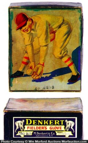 Denkert Baseball Glove Box • Antique Advertising