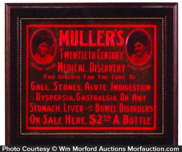 Muller's Medicine Sign • Antique Advertising
