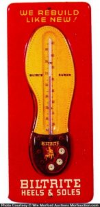 Biltrite Heels & Soles Shoe Thermometer • Antique Advertising