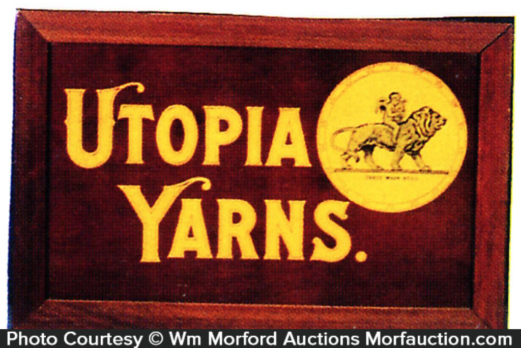 Utopia Yarn Sign • Antique Advertising