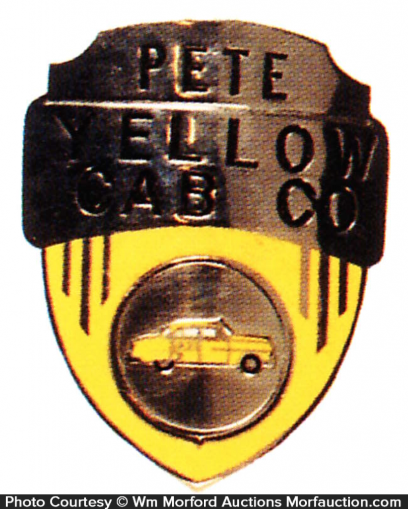 Yellow Cab Taxi Cab Badge • Antique Advertising