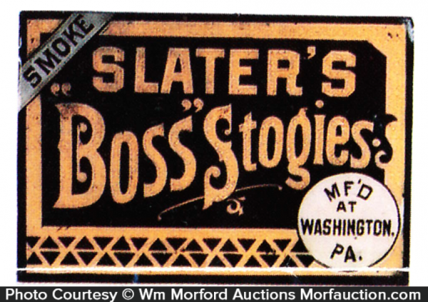 Slater's Boss Stogies Sign • Antique Advertising