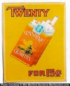 Sunshine Cigarettes Sign • Antique Advertising
