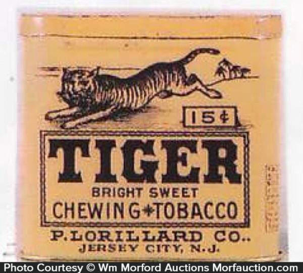 Tiger Chewing Tobacco Tin • Antique Advertising