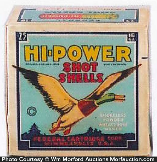 Hi-Power Shot Shells Box • Antique Advertising