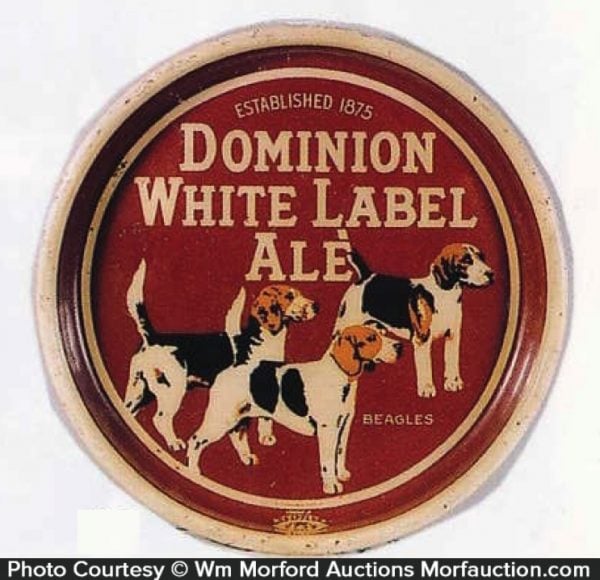 Dominion White Label Ale Tray • Antique Advertising