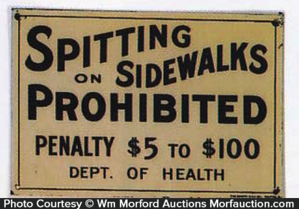 Spitting On Sidewalks Sign • Antique Advertising