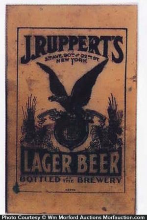 J. Ruppert's Lager Beer Sign • Antique Advertising