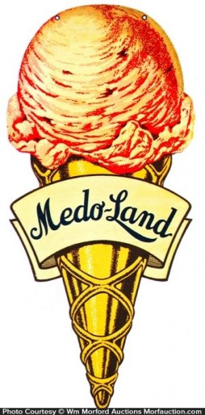 Medo-Land Ice Cream Sign • Antique Advertising