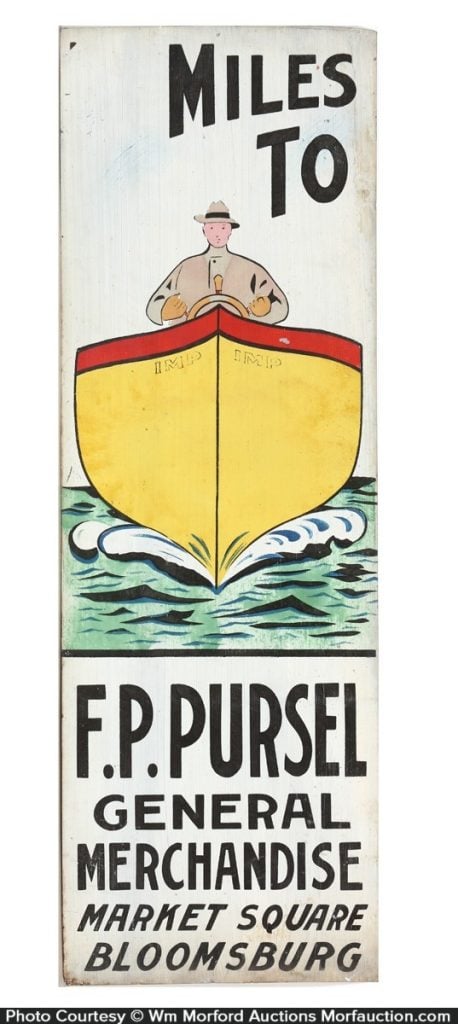 Pursel Folk Art Boat Sign • Antique Advertising