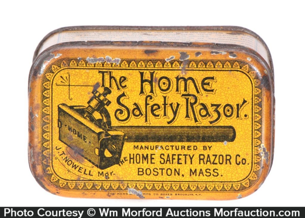 Home Safety Razor Tin • Antique Advertising