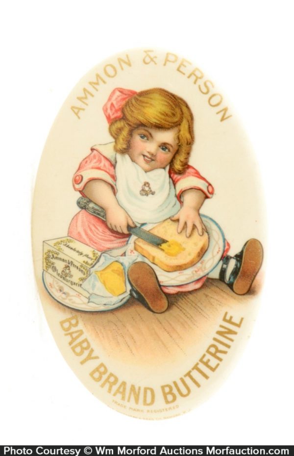 Baby Butterine Pocket Mirror • Antique Advertising