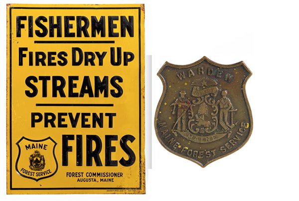 Fisherman Fire Prevention Sign • Antique Advertising