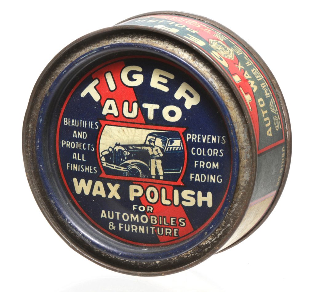 Tiger Auto Wax Polish Tin • Antique Advertising