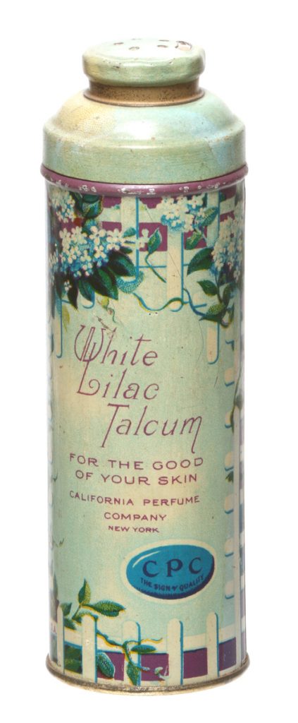 White Lilac Talcum Tin • Antique Advertising