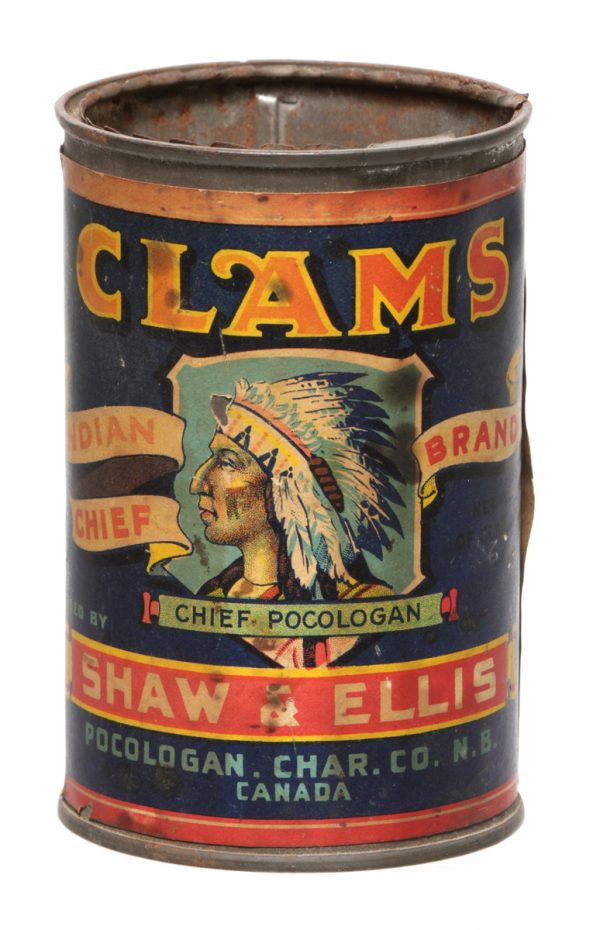 Indian Chief Clams Tin • Antique Advertising