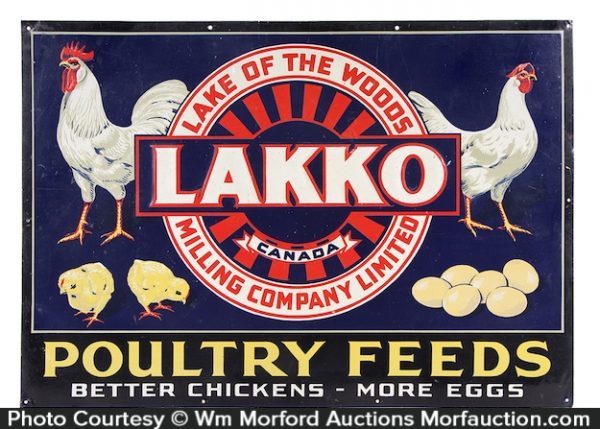Lakko Poultry Feeds Sign • Antique Advertising