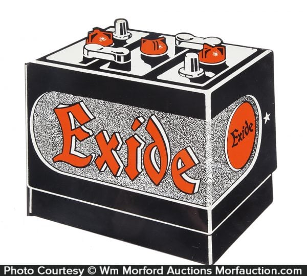 Exide Car Batteries Flange Sign • Antique Advertising