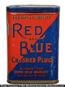 Red and Blue Tobacco Tin • Antique Advertising