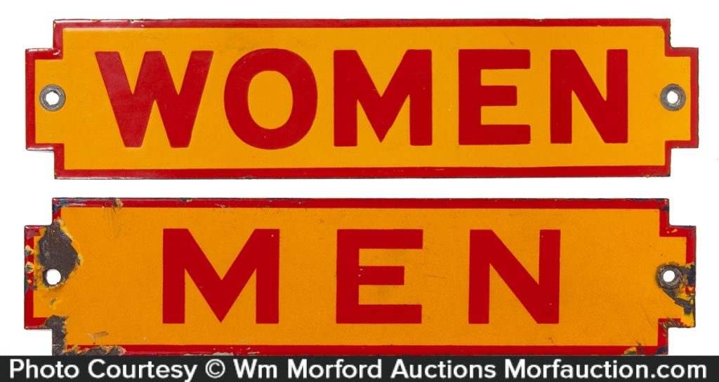 Shell Rest Room Porcelain Signs • Antique Advertising