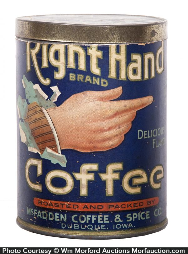 Right Hand Coffee Can • Antique Advertising