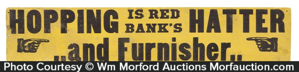 Folky Haberdashery Hat Sign • Antique Advertising