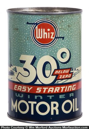 Whiz 30 Degrees Winter Motor Oil • Antique Advertising