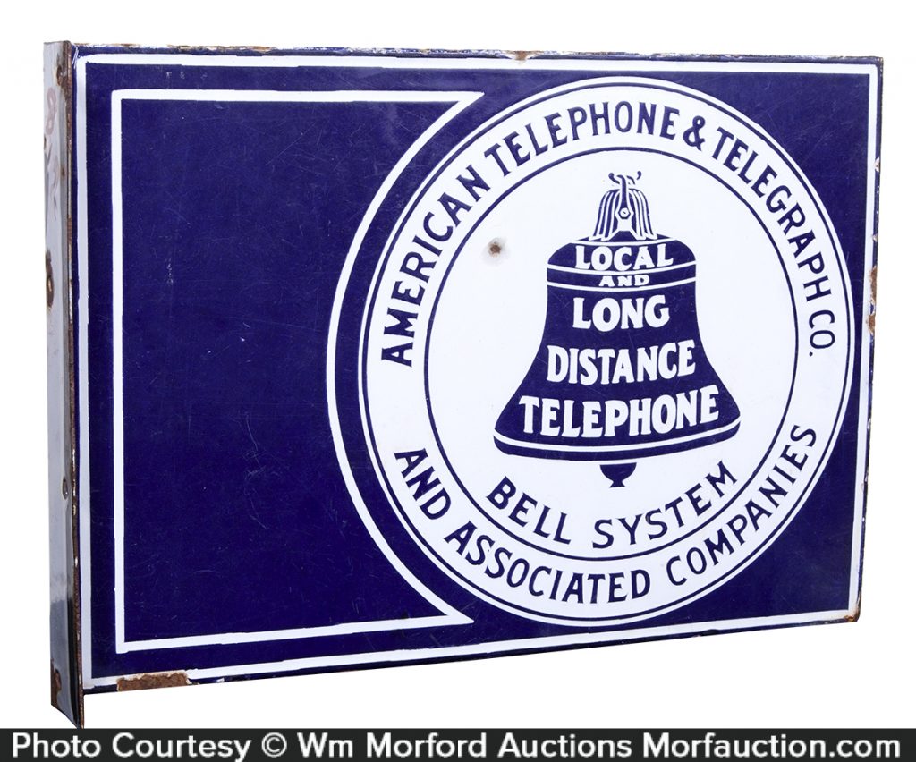 AT&T Bell Porcelain Telephone Sign • Antique Advertising