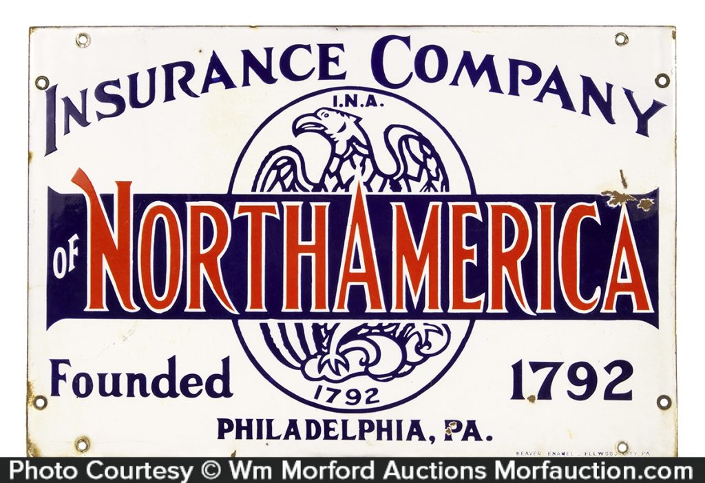 Insurance Company of North America Sign • Antique Advertising