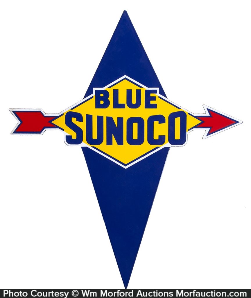 Blue Sunoco Gas Porcelain Sign • Antique Advertising