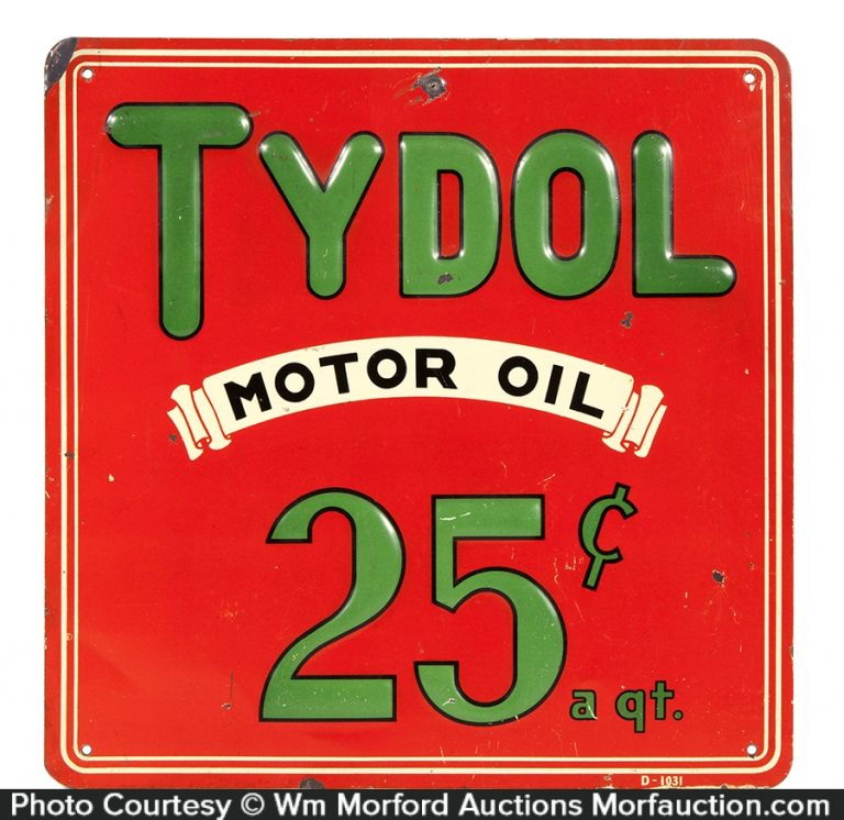 Tydol Motor Oil Sign • Antique Advertising