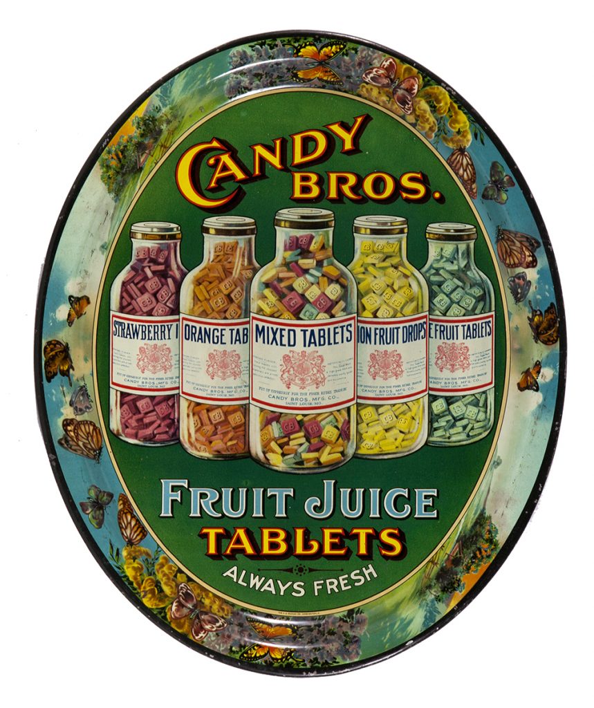 Candy Bros. Fruit Tablets Tray • Antique Advertising