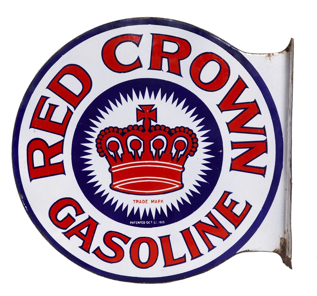 Red Crown Gasoline Porcelain Sign • Antique Advertising