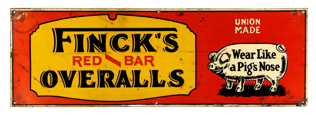 Finck's Overalls Sign • Antique Advertising